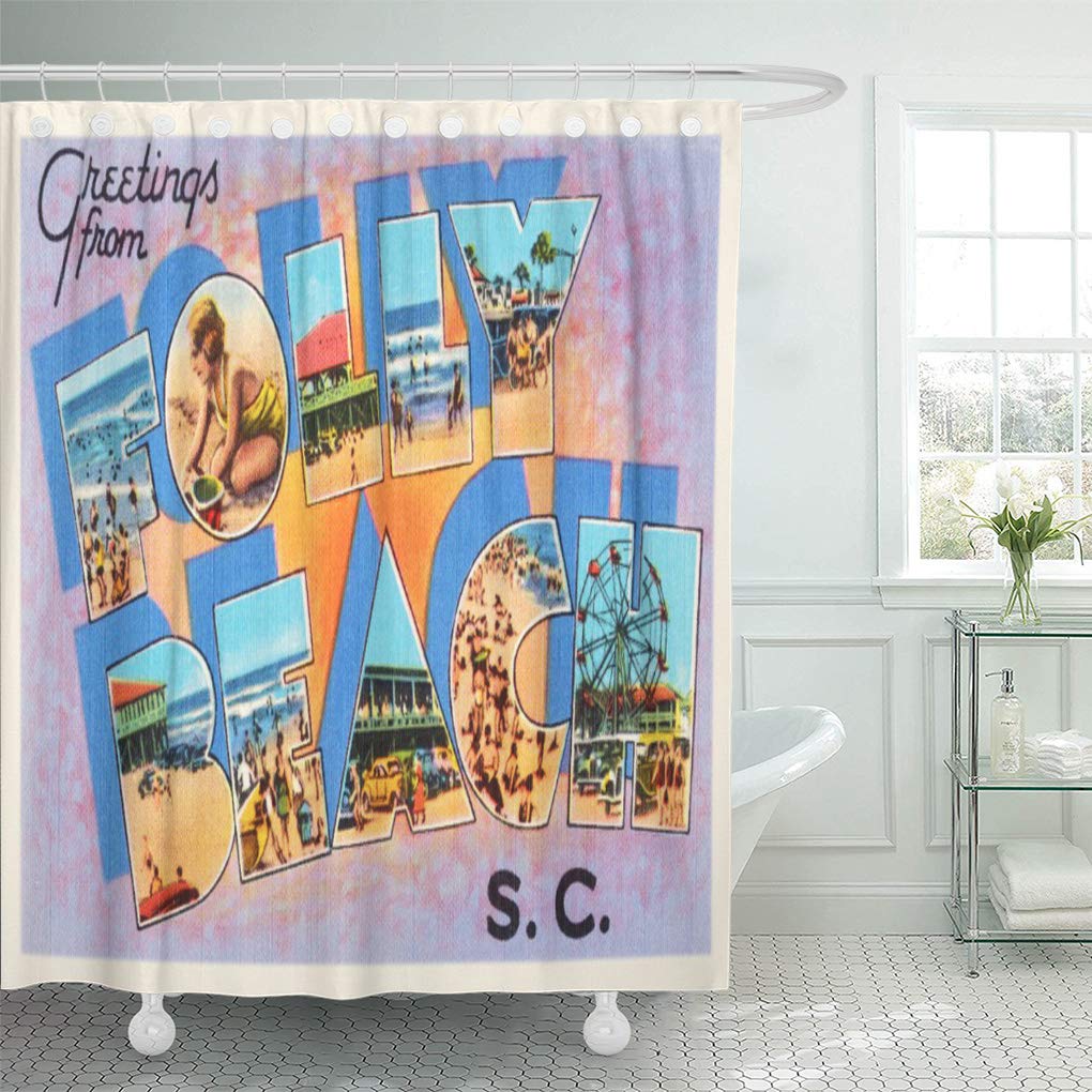 Libin City Folly Beach South Carolina Old Vintage Travel Greetings ...