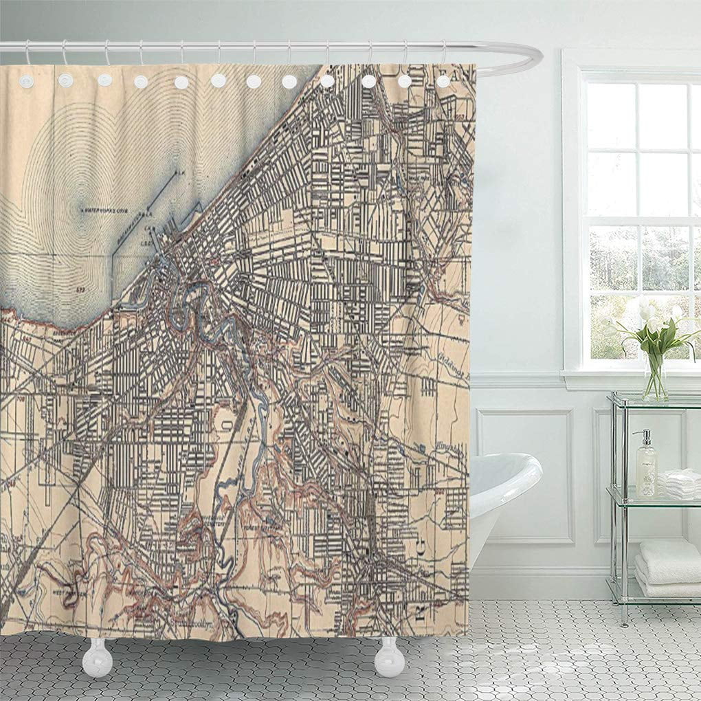 Libin Cleveland Vintage Map of Ohio Old Historical Shower Curtain 60x72 ...