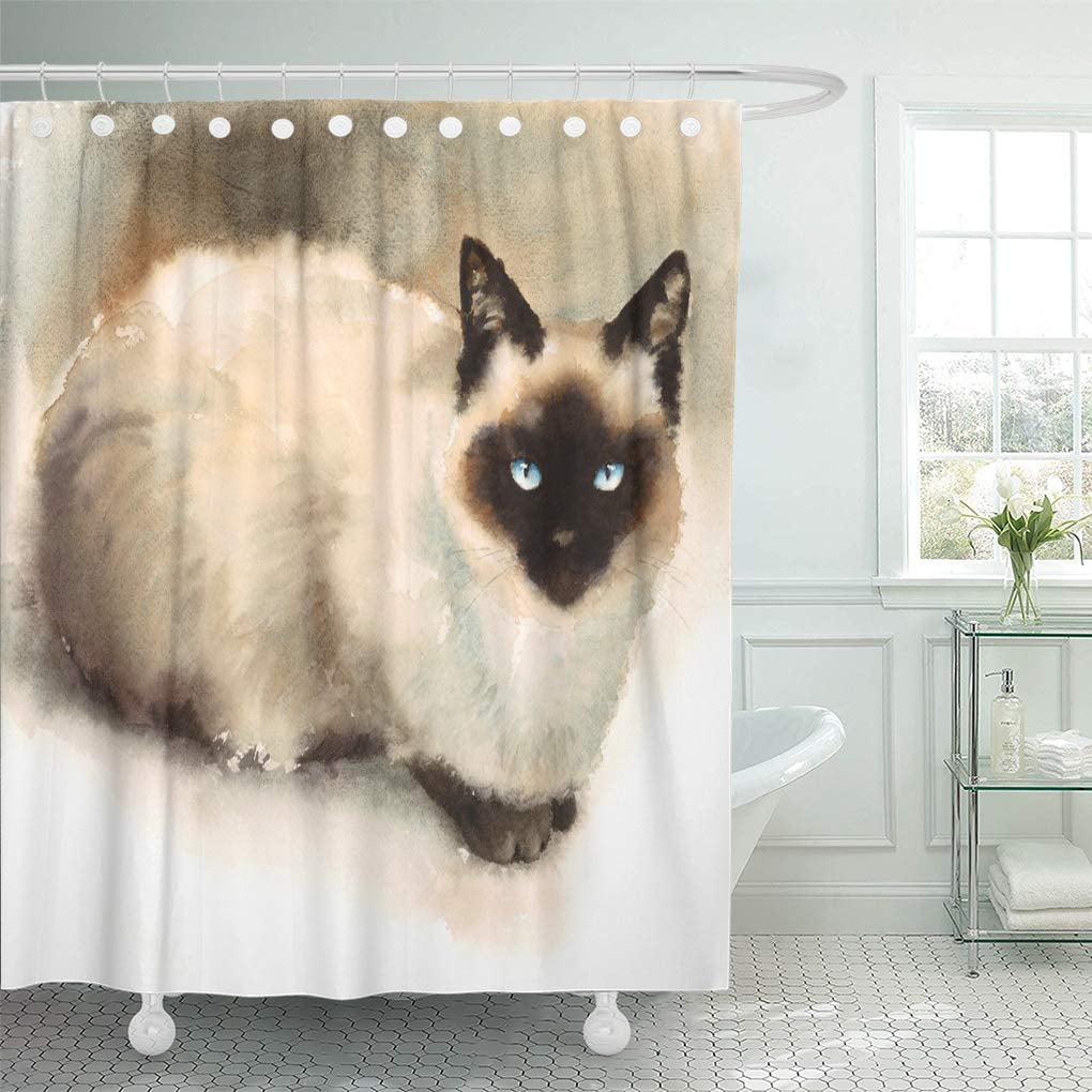 Libin Color Blue Painting Watercolor Siamese Cat Pet Portrait Brown ...