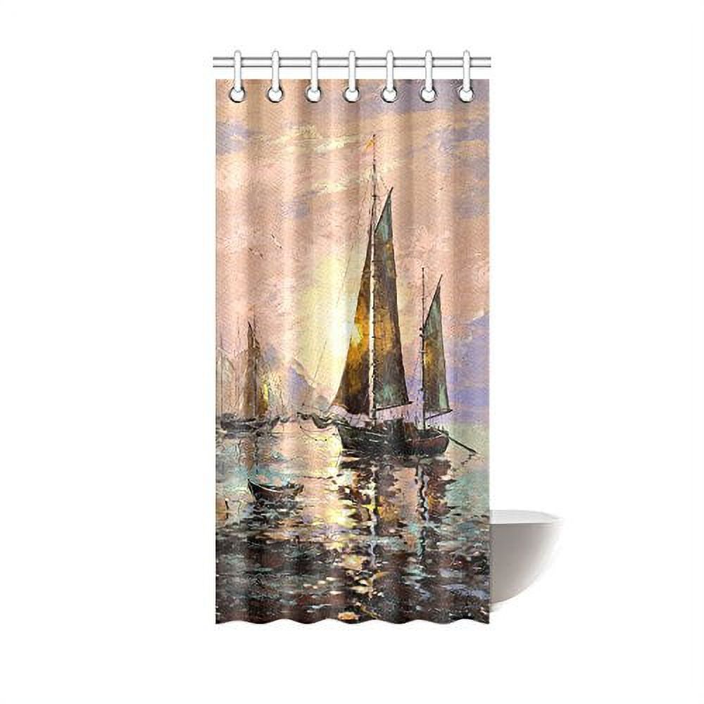 Libin Decorative Sailing Boats Painting Art Shower Curtain Hooks 36x72 ...
