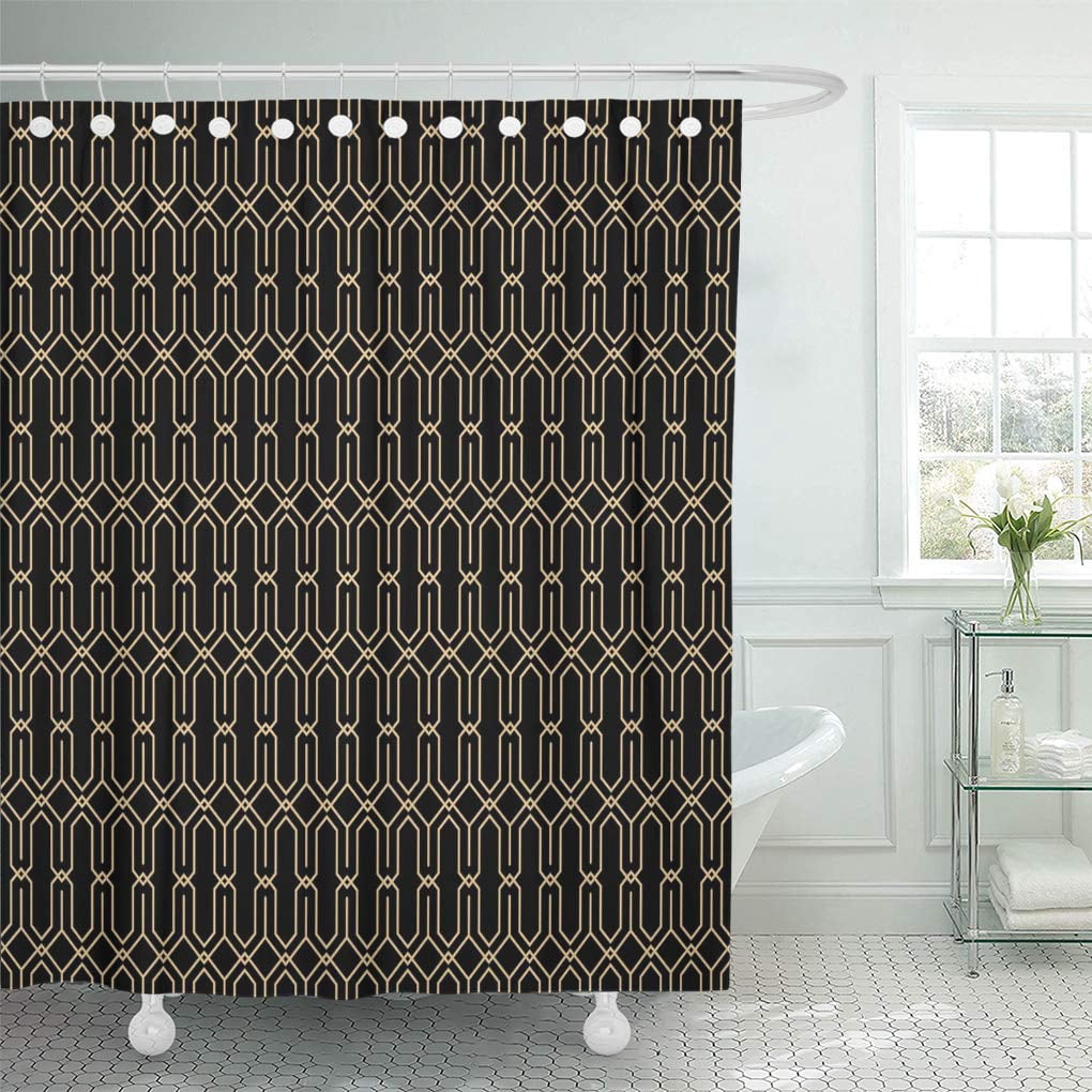 Libin Diamond Black Geometric Retro Pattern for Gatsby Gold Grid Shower ...