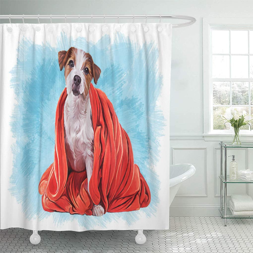 Libin Drawing Dog Jack Russell Terrier in Red Towel Portrait Oil Shower ...