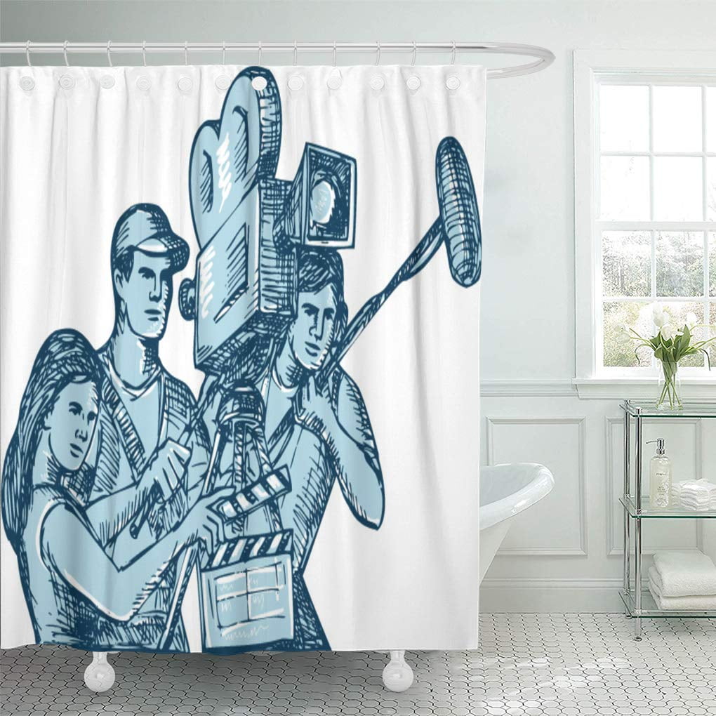 Libin Drawing of Film Crew Cameraman Soundman Clapperboard Microphone ...