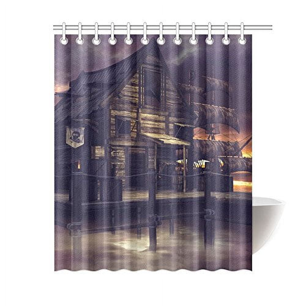 Libin Fantasy Pirate Cottage And Pirate Ship Bathroom Waterproof Fabric ...