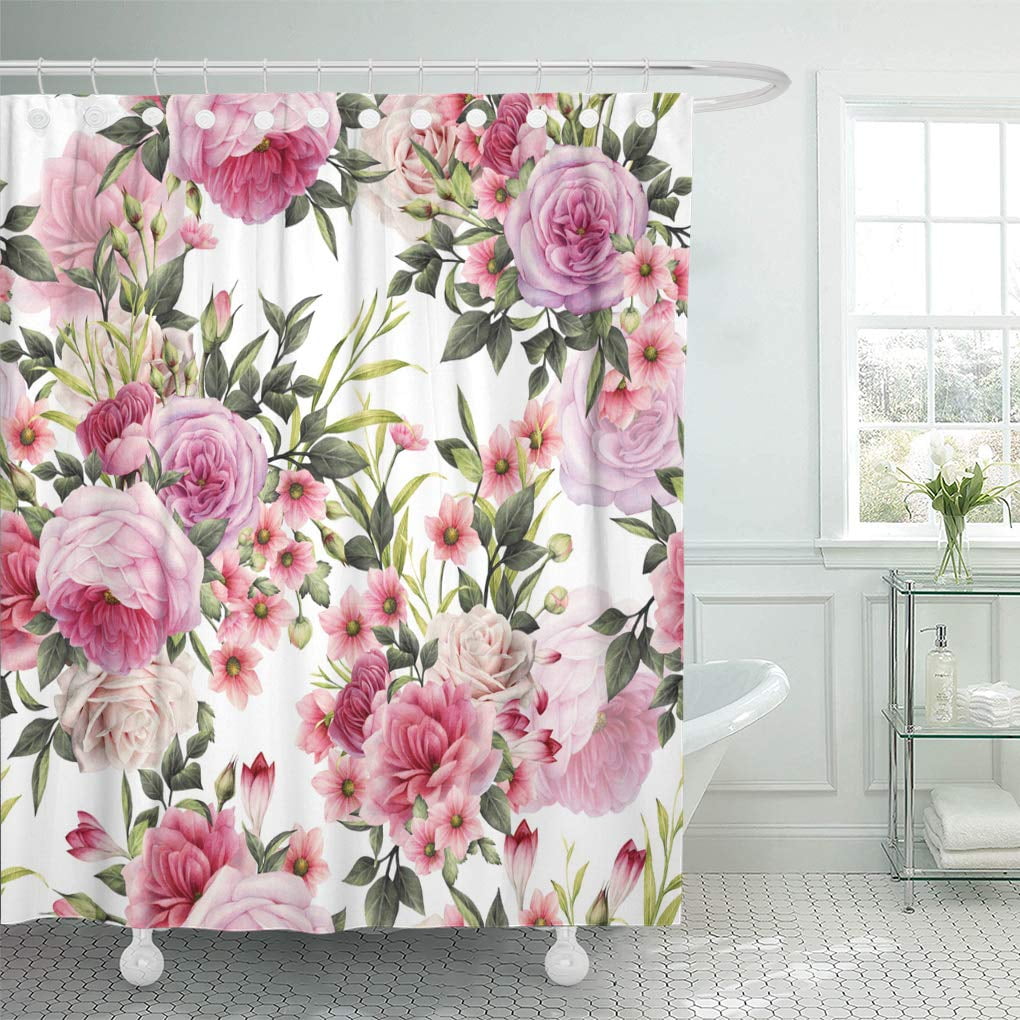 Libin Flower Seamless Floral Pattern Roses Watercolor Pink Isolated ...