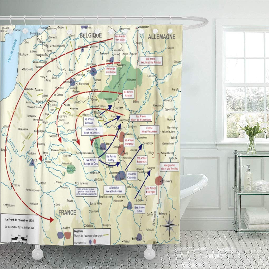 Libin France Schlieffen Plan Map WWI World War One Shower Curtain 60x72 ...