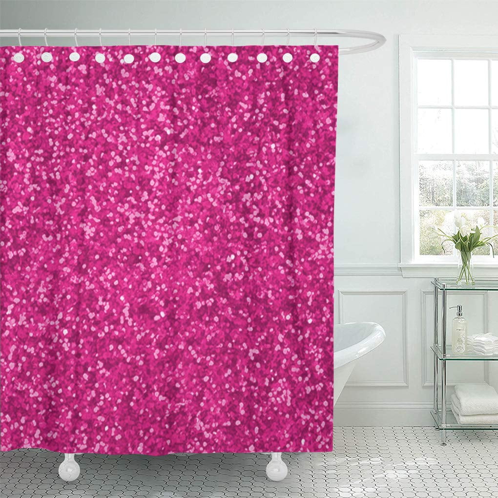 Libin Girly Hot Pink Faux Look Sparkly Sparkles Bling Shower Curtain ...