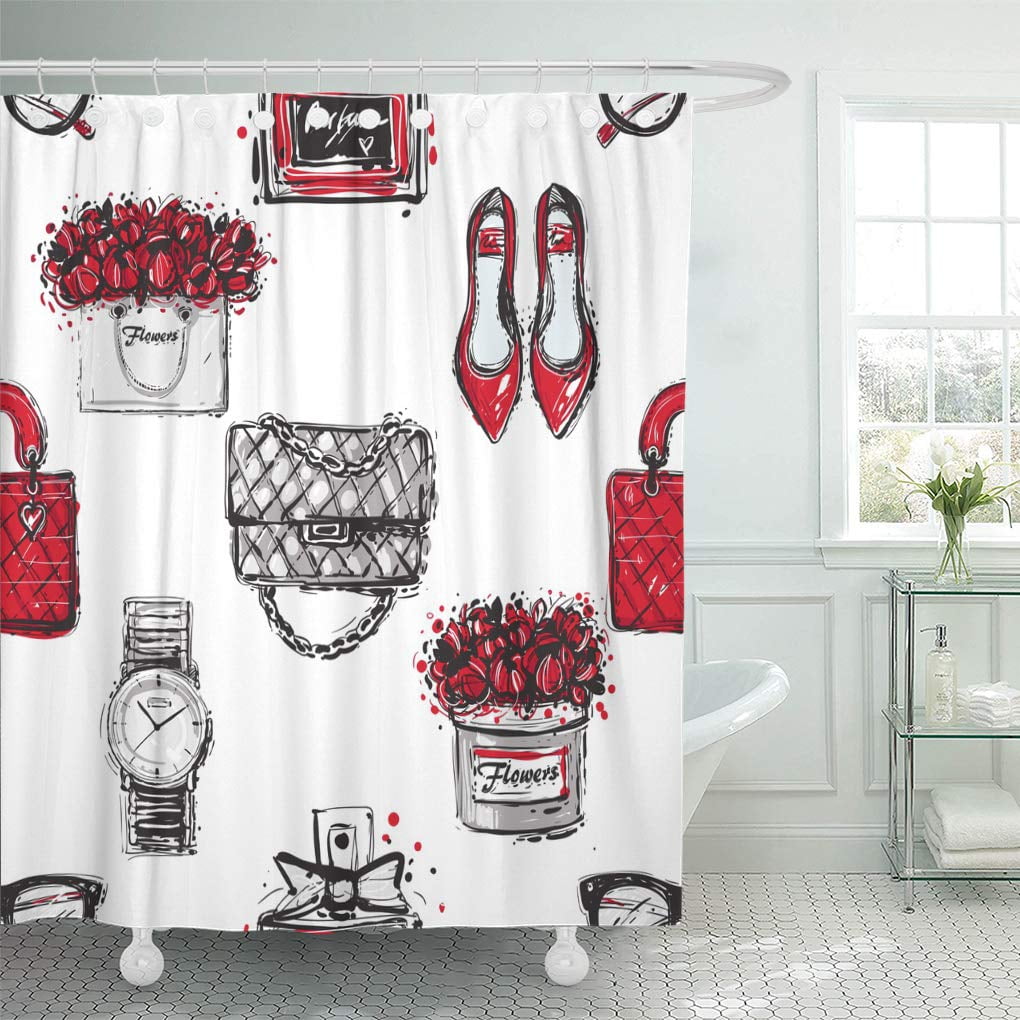 Libin Graphic Sketch Shoes Clutch Handbag Wrist Watch French Perfume ...