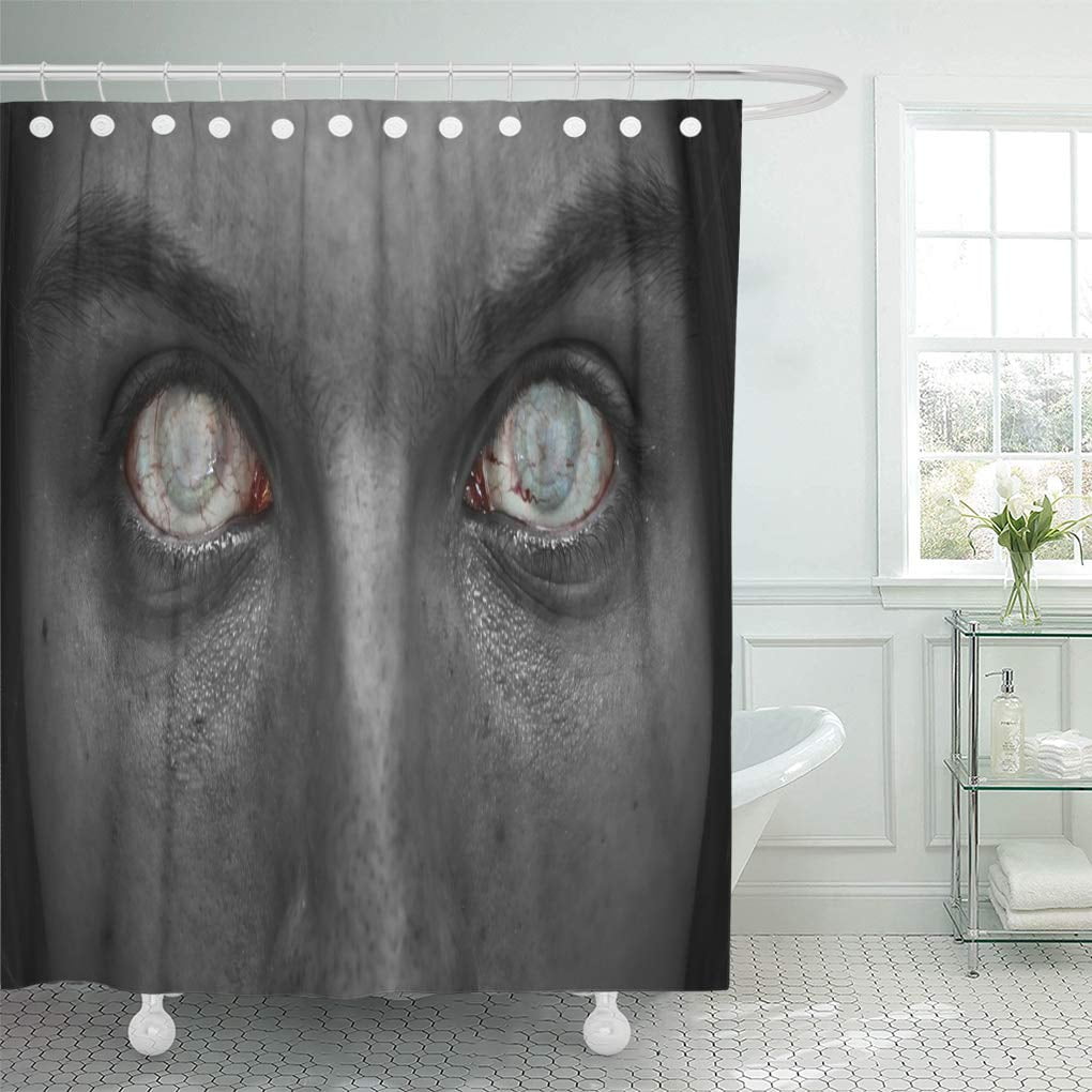 Libin Gray White Zombie Macabre Face Blind Eyes Black Scary Shower ...