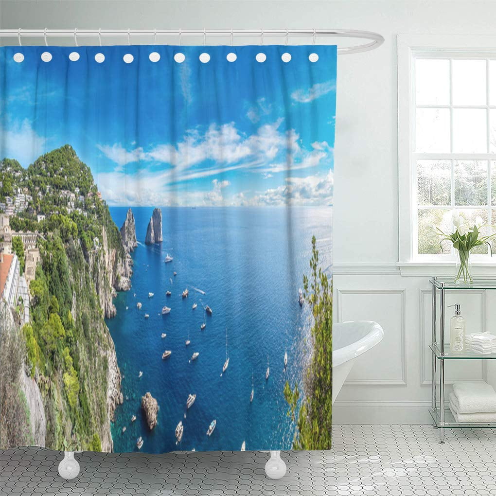 Libin Green Aerial Capri Island in Beautiful Summer Day Italy Shower ...