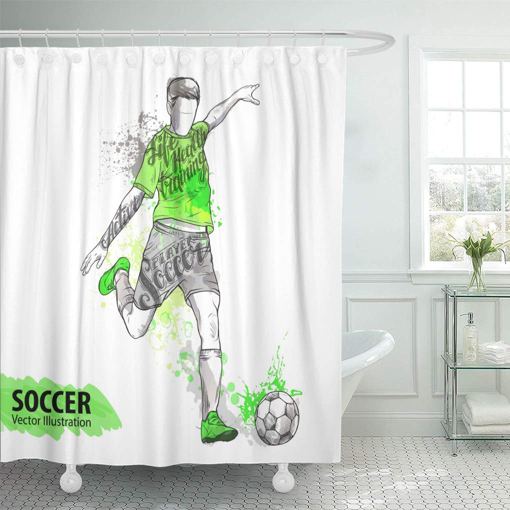 Libin Hand Sketch of Soccer Player Ball Sport Watercolor Silhouette ...