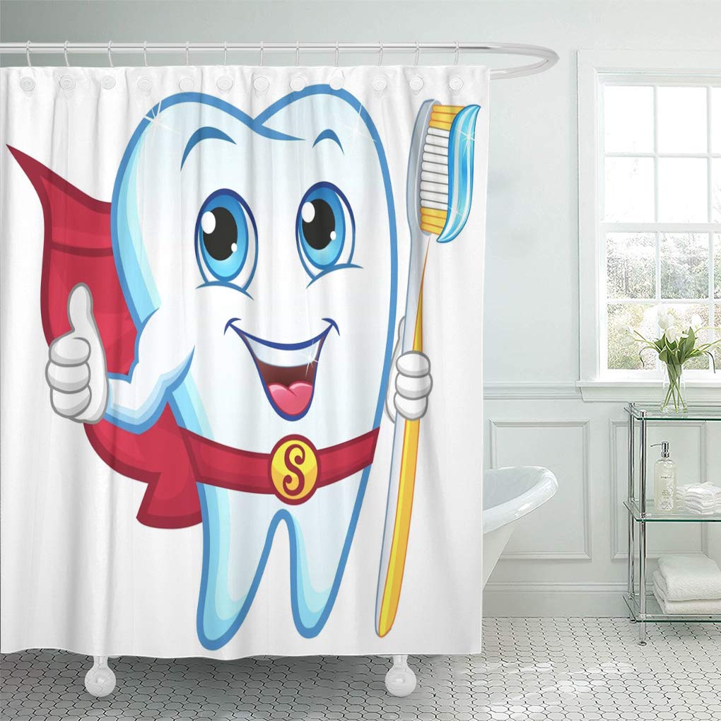 Libin Happy White Smile Tooth Holding Toothbrush Smiling Dental Cartoon ...