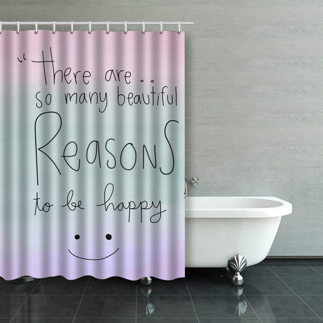 Libin Happy Word Lettering And Smile Face On Pastel Watercolor Shower ...