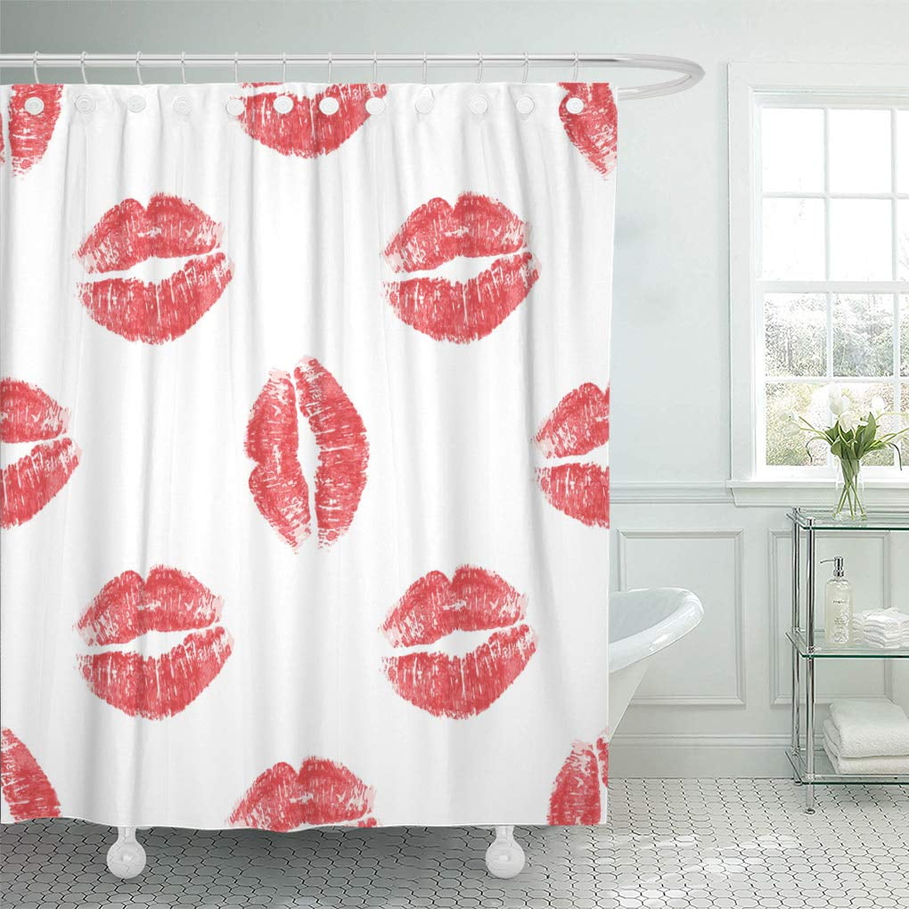 Libin Kiss Seamless Background Red Lips on White Lipstick Mouth ...