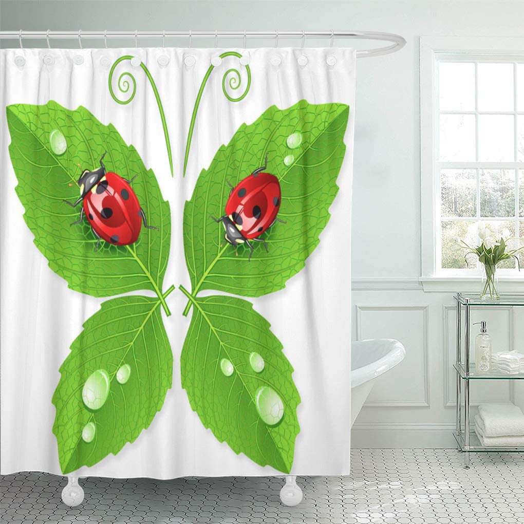 Libin Ladybug Green Bug Butterfly White Lady Abstract Leaf Cool Shower ...