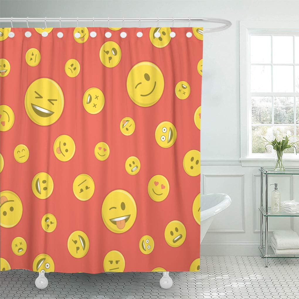 Libin Line Pattern Emoticons on Red Yellow Smiles Face Modern Shower ...