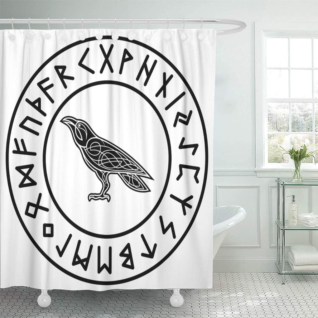 Libin Norse Runes Bird Black Celtic Crow Knot Pattern Symbols Shower ...