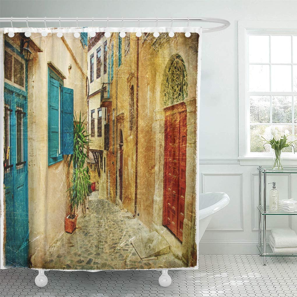 Libin Oil Paint Pictorial Streets of Old Greece Chania Crete Shower ...