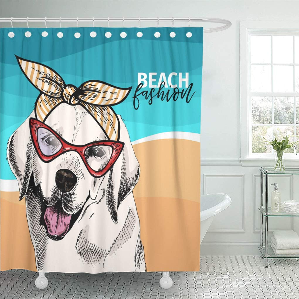 Libin Portrait of Labrador Retriever Dog Wears Sunglasses Retro Bandana ...
