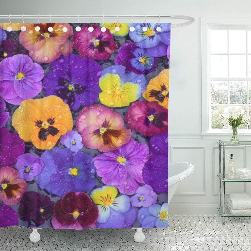 Libin Purple Rain Pansy Flowers Floating in Bird Bath Colorful Shower ...