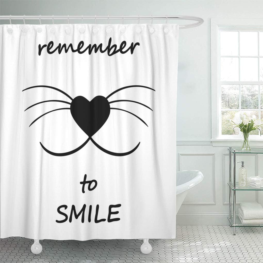Libin Smiling Cat Face W Whiskers and Heart Shaped Nose Remember Shower ...