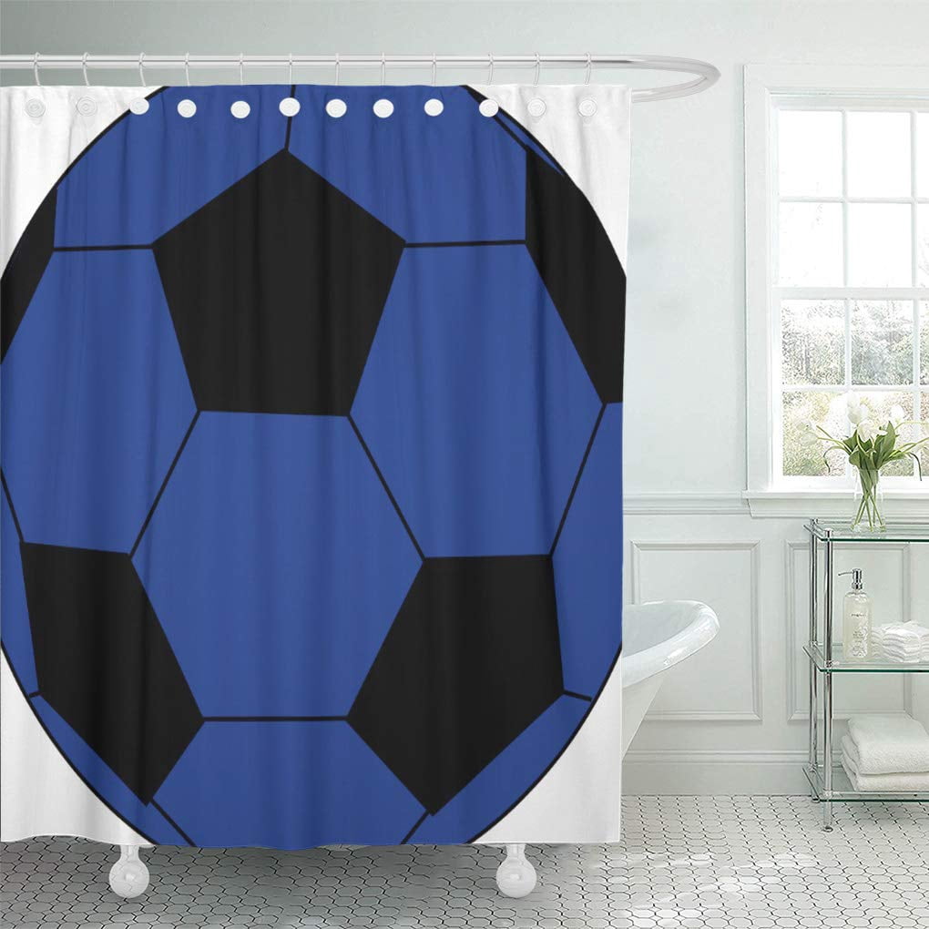 Libin Soccerball Blue Soccer Ball Player Team Sport Shower Curtain ...