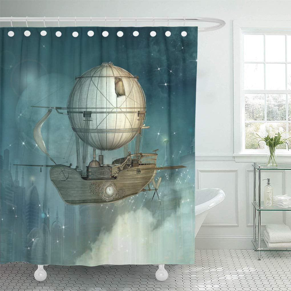 Libin Steampunk Fantasy Vessel Flies in The Sky Over Futuristic Shower ...
