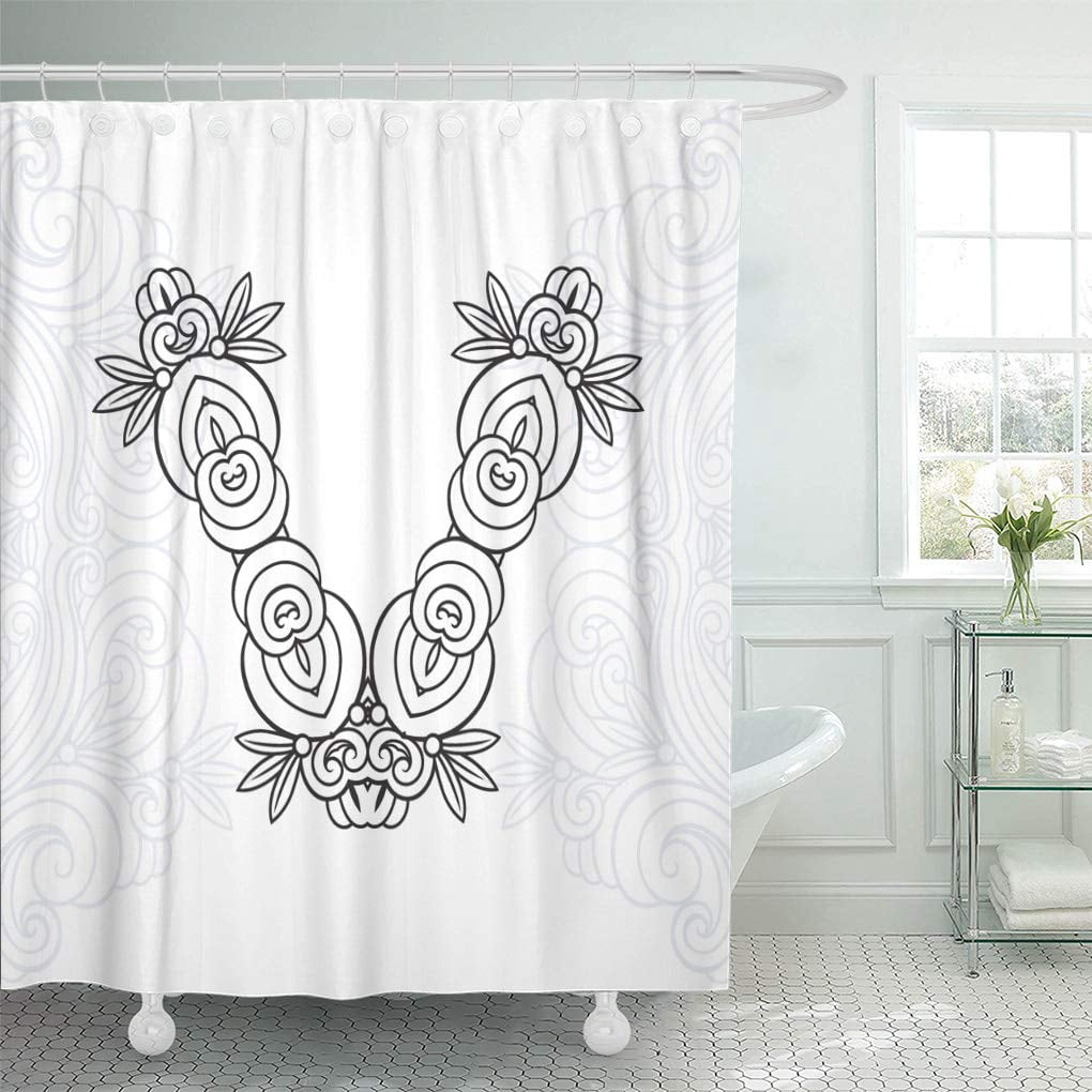 Libin V Letter from The Latin Alphabet Sign and Symbol Shower Curtain ...