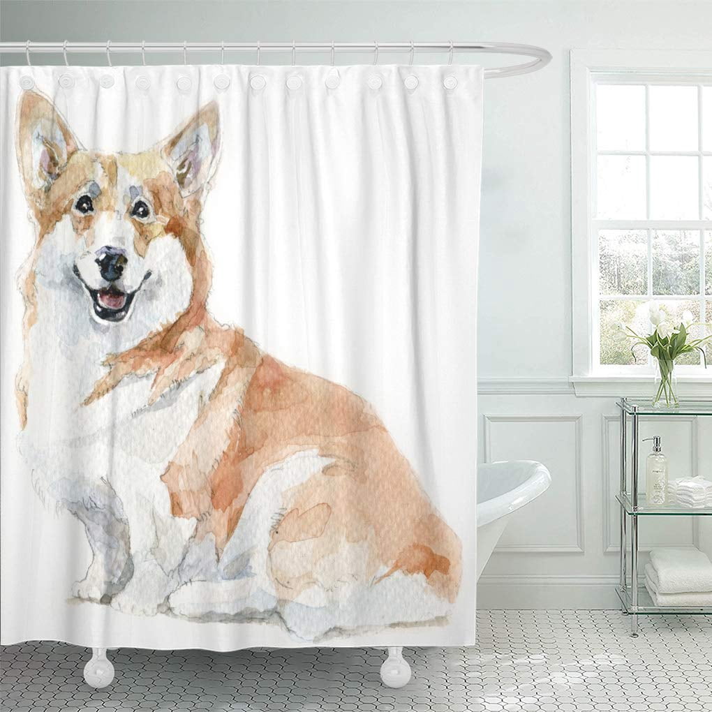 Libin Watercolor Drawing Red Dog Head Portrait Pembroke Welsh Corgi ...