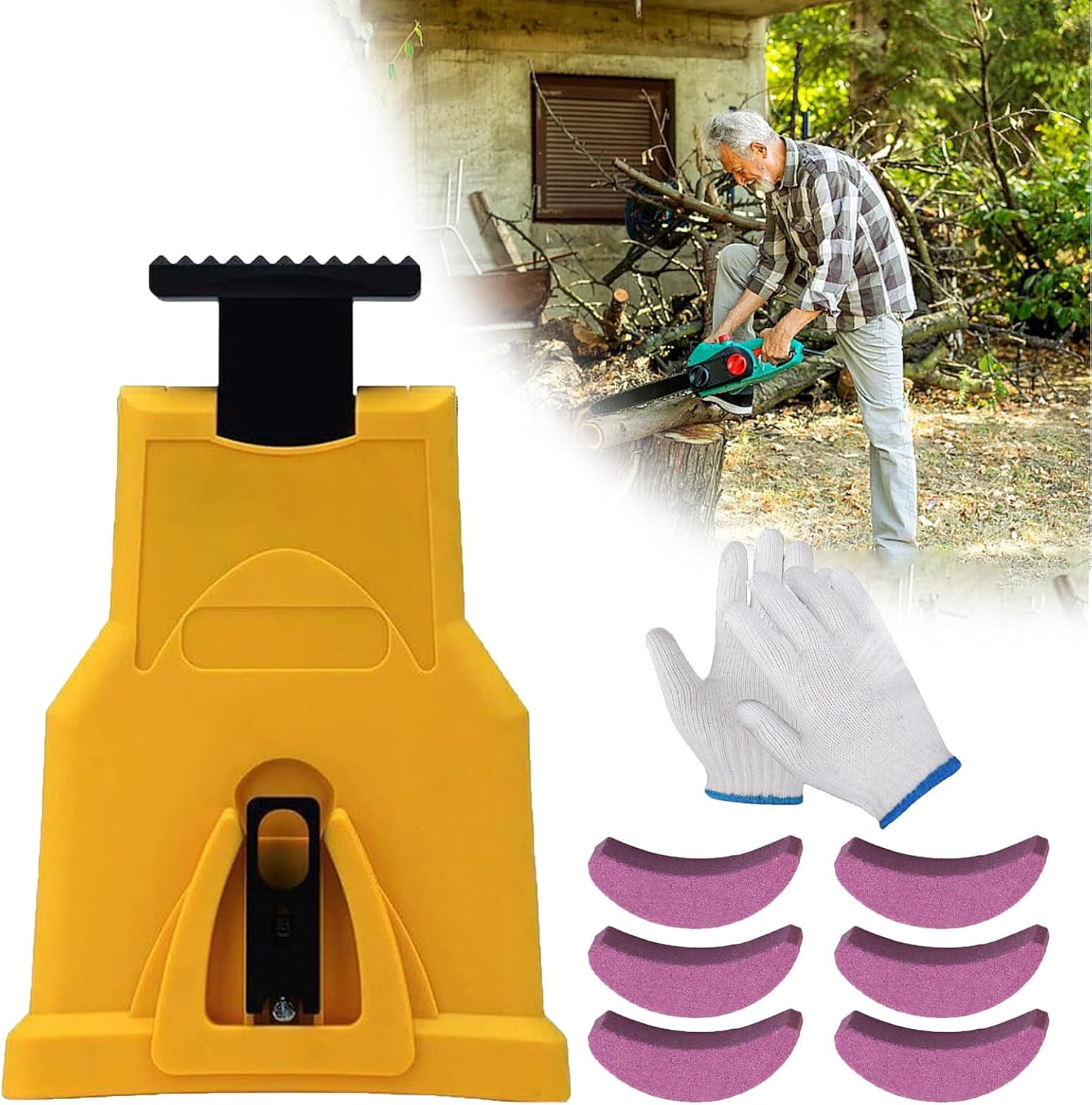 Libiyi Chain Saw Sharpener, 14/16/18/20 Inche Libiyi Universal Chainsaw Sharpener, Sherum Two ...