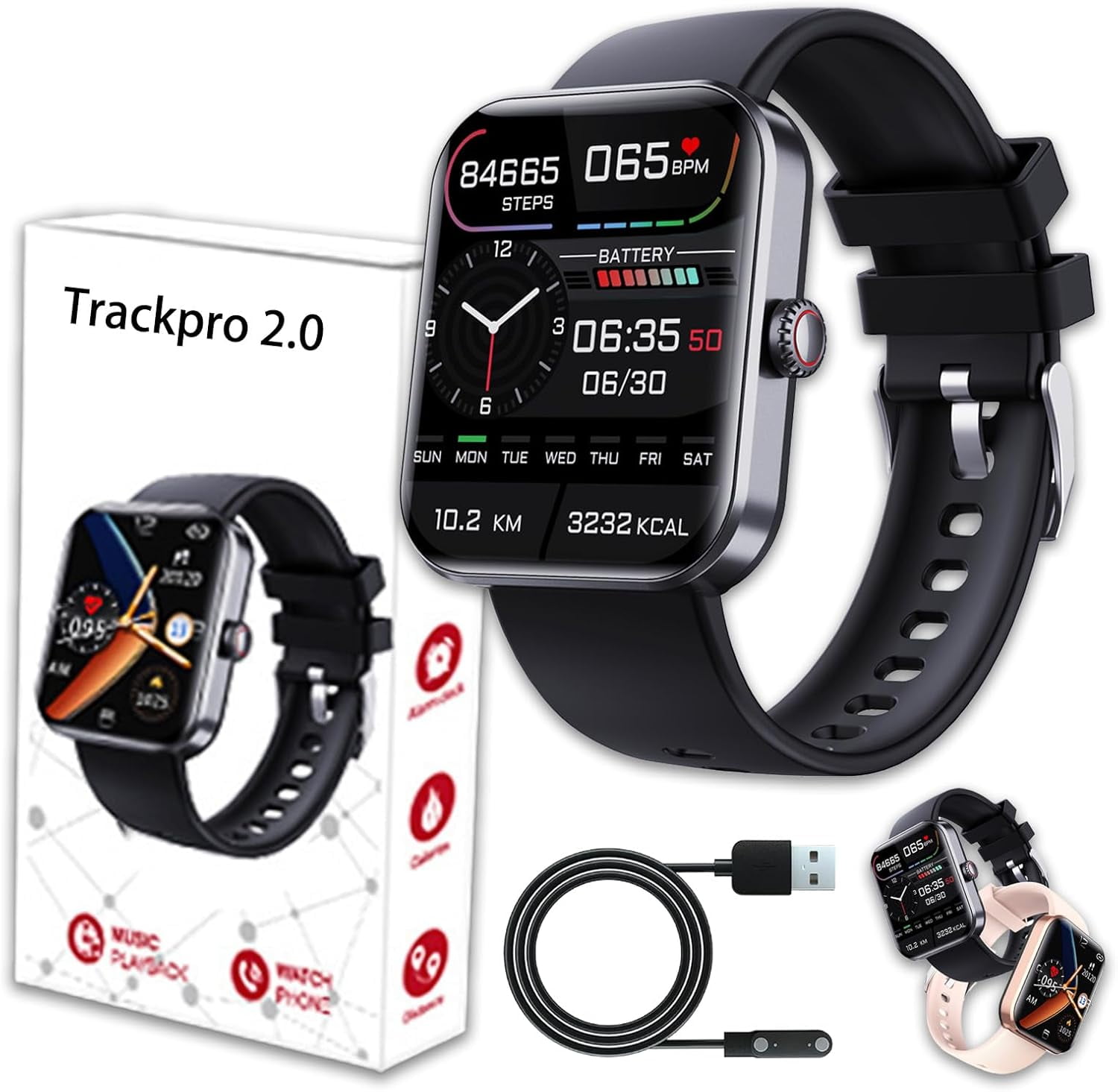 Libiyi Outfany TrackPro 2.0, Libiyi Trackpro 2.0 Body Monitor Watch, Bluetooth Fashion Smart ...