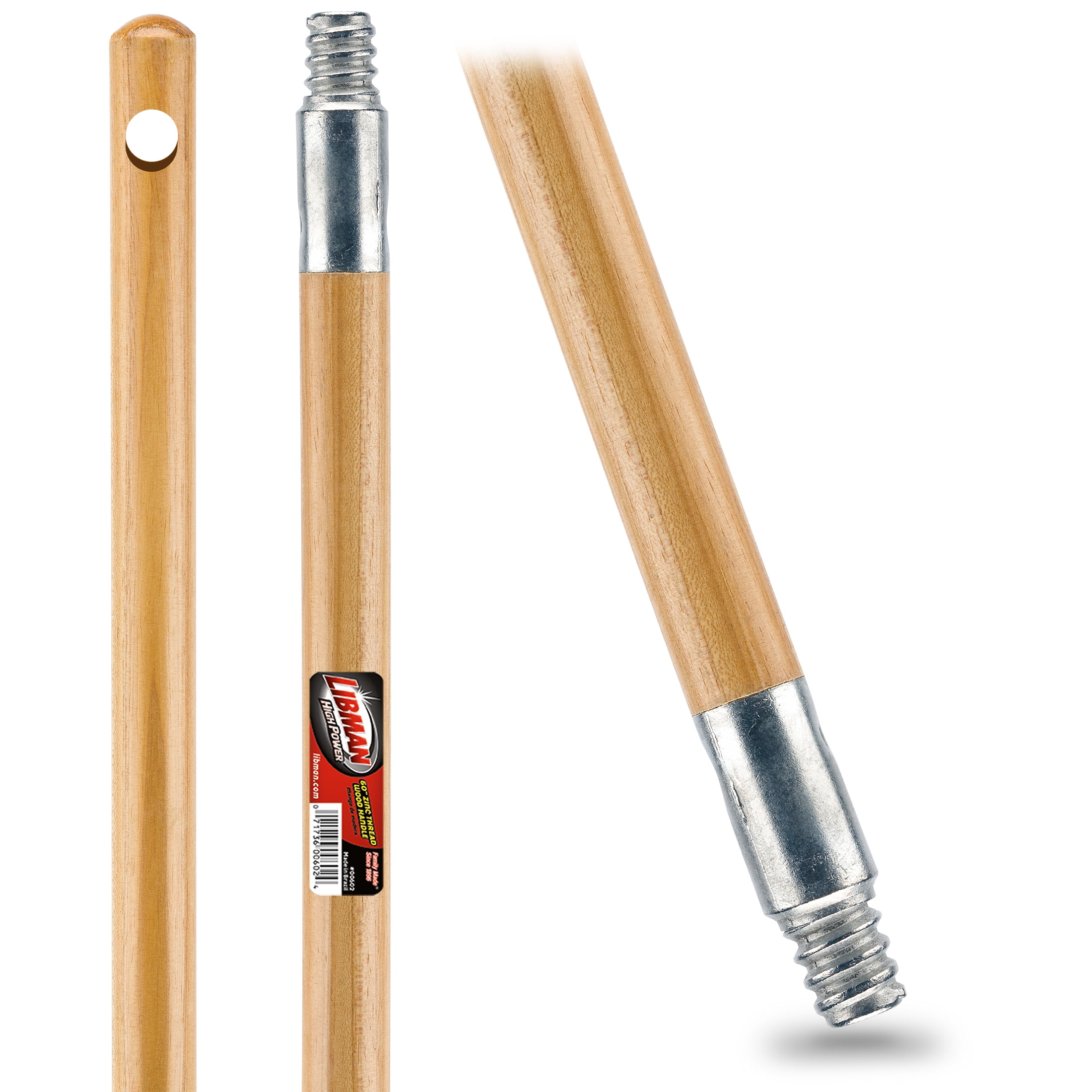 Libman 1” Hardwood Broom Handle with Zinc Screw-in 60 in. Length Brown ...