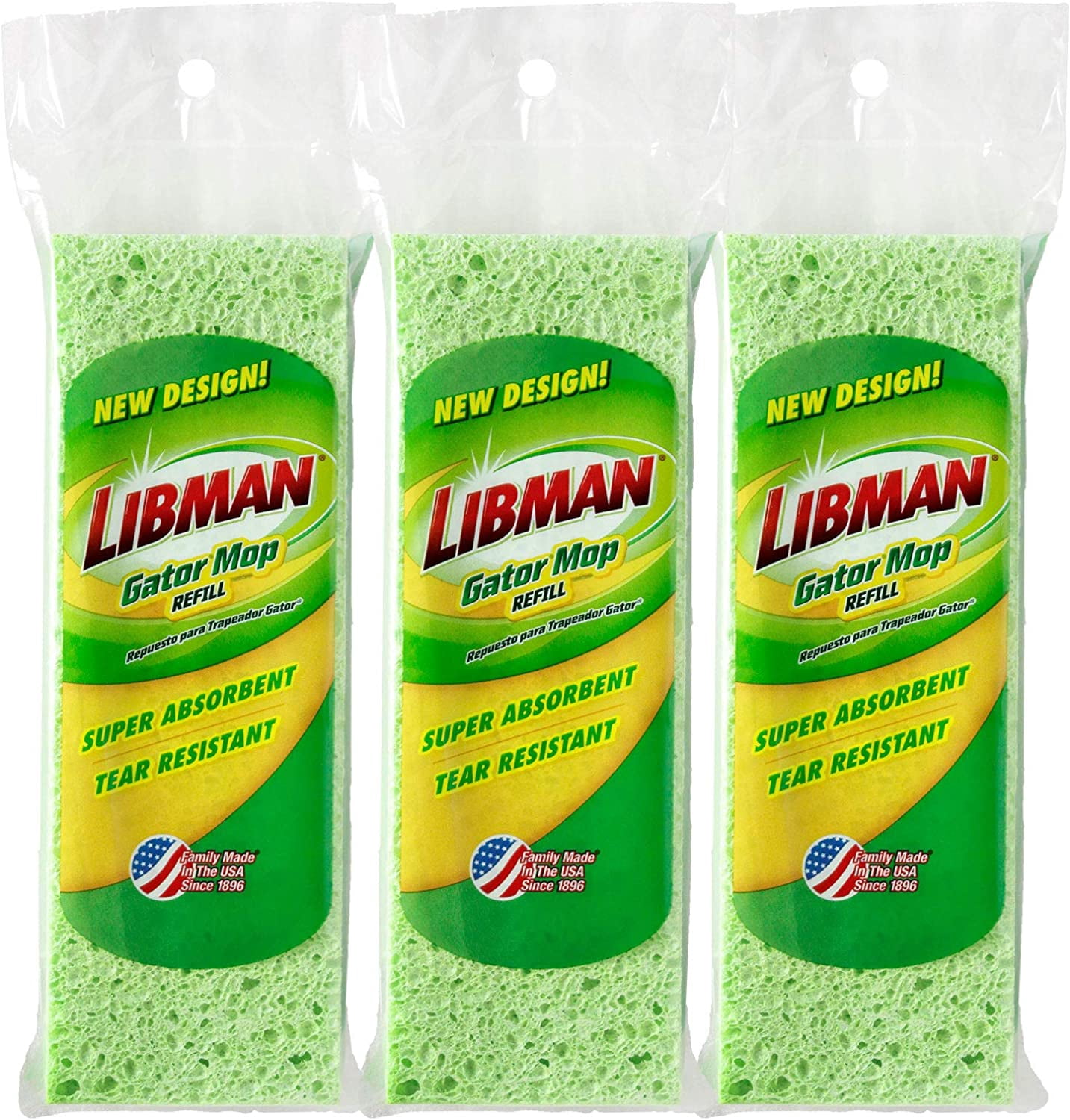 Libman 1487 Gator Mop Refill Pack – Extra-Absorbent, Cellulose Coated ...