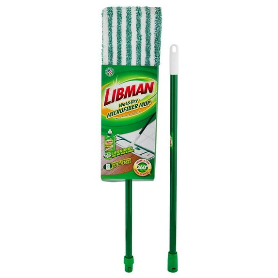 Libman 18 in. Microfiber Wet and Dry Flat Mop with 2-Piece Handle ...