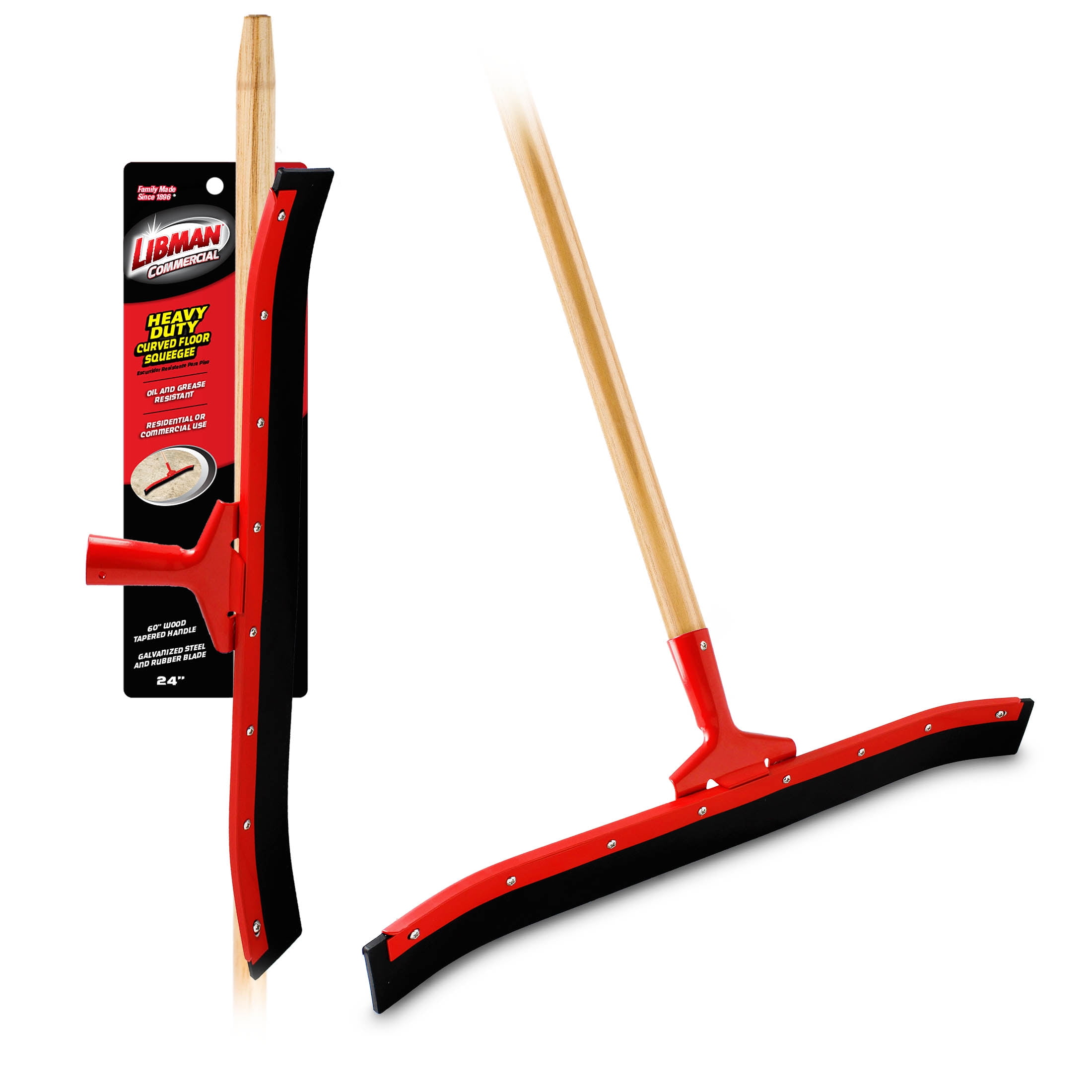 Free Shipping! Libman 24"W Curved Floor Squeegee Set Wood Handle 6 Pack ...