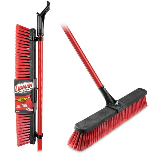 Libman Push Brooms 24 in. Multi-Surface Red & Black Heavy Duty Steel ...