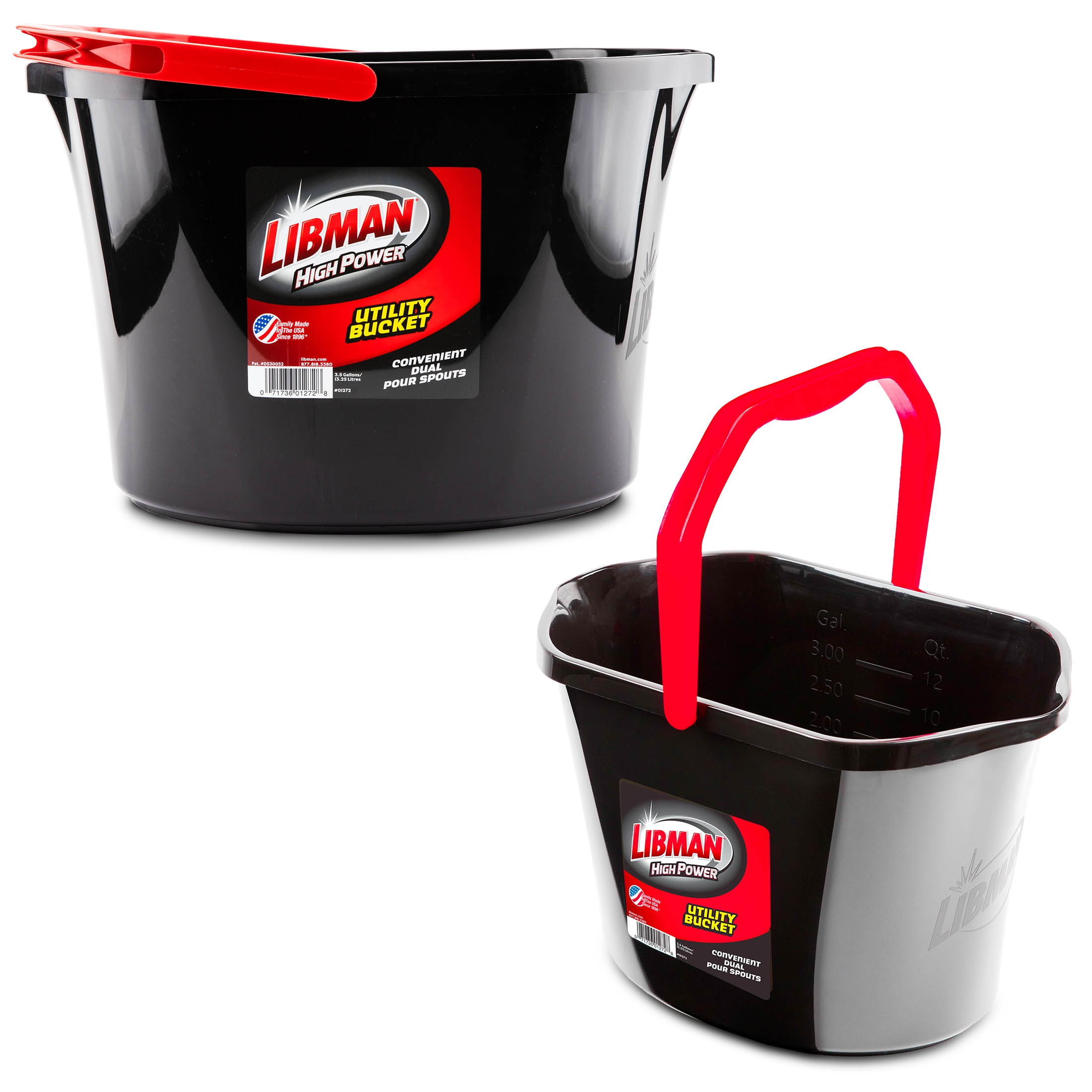 Libman Heavy Duty 3.5 Gallon Utility Bucket Oval Polypropylene Black ...