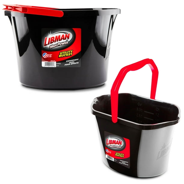 Libman 3.5 Gallon Oval Black Polypropylene Utility Bucket Height 15.8 ...