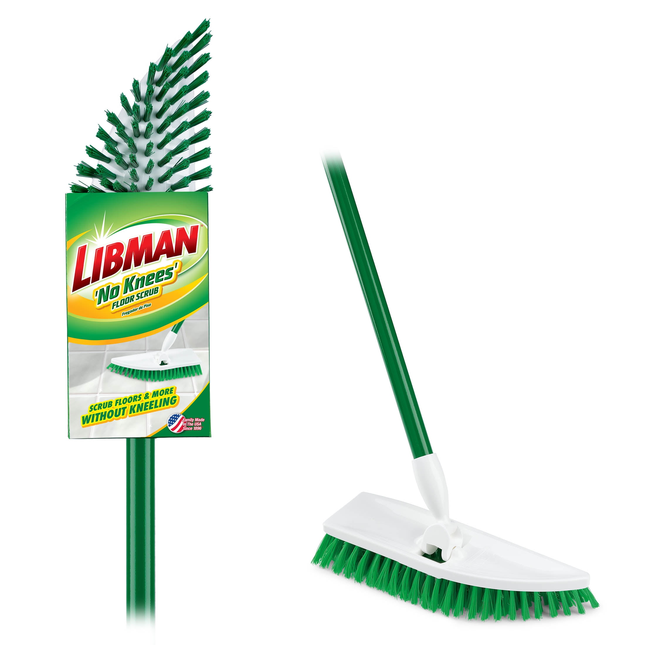 Libman Long Cleaning Scrubber with High Quality Steel Handle, No Knees ...