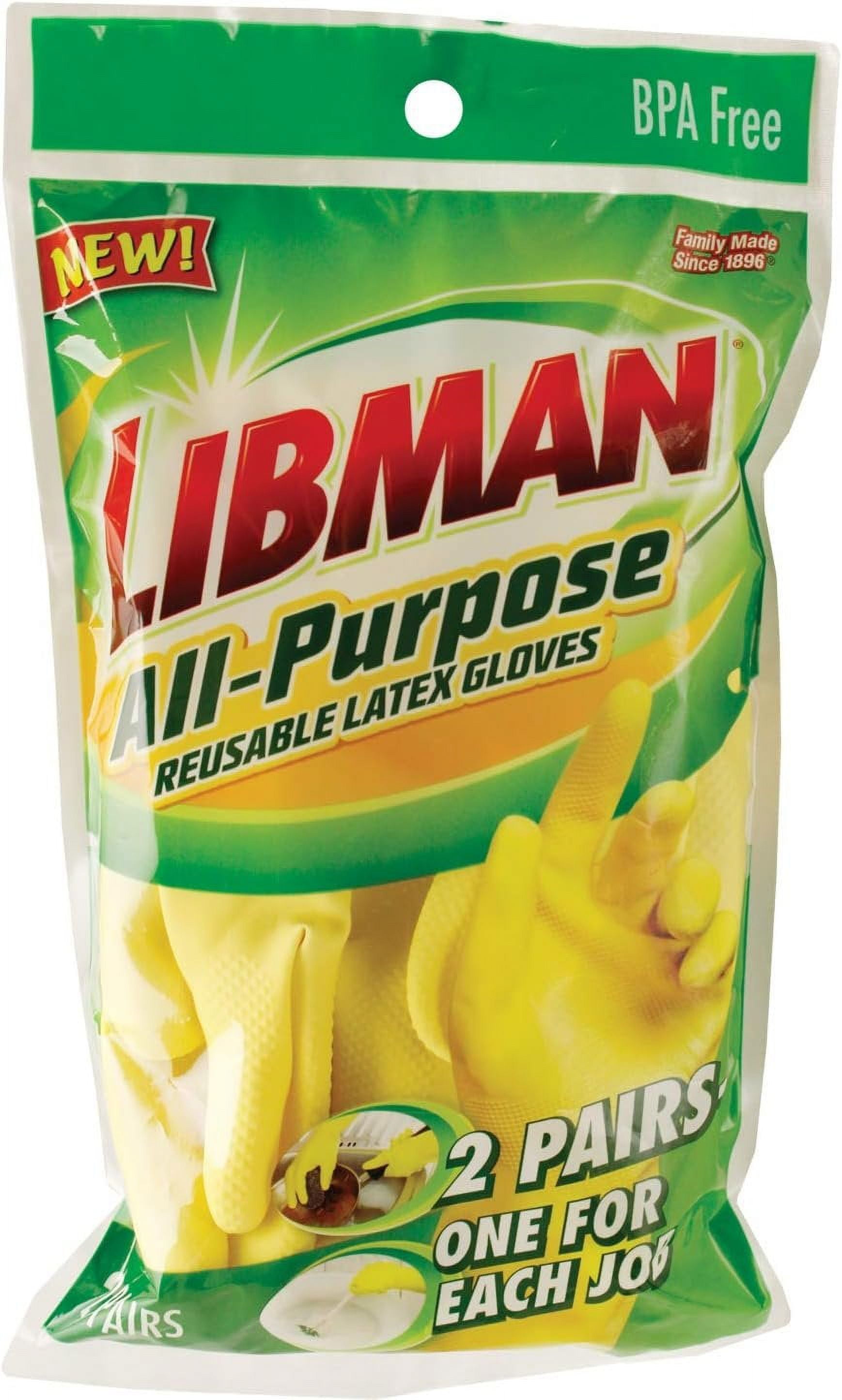 Libman All Purpose Reusable Latex Glove, Medium, Yellow, 6 Pair ...