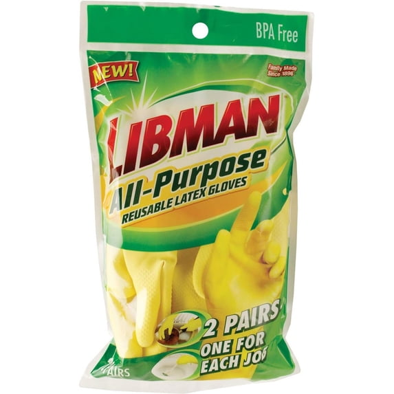 Libman All Purpose Reusable Latex Glove, Small, Yellow, 6 Pair ...