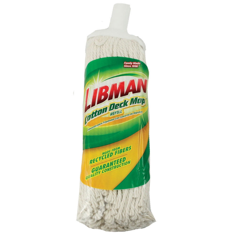 Libman Cotton Mop Refill 4-Ply Cotton Yarn for Deck Mop, Threaded ...
