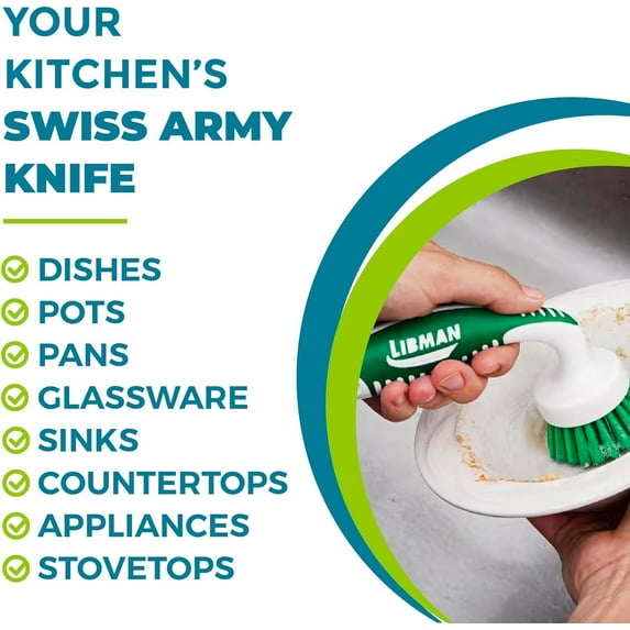 Libman Curved Kitchen Brush Set - Multifunctional Cleaning Scrub ...
