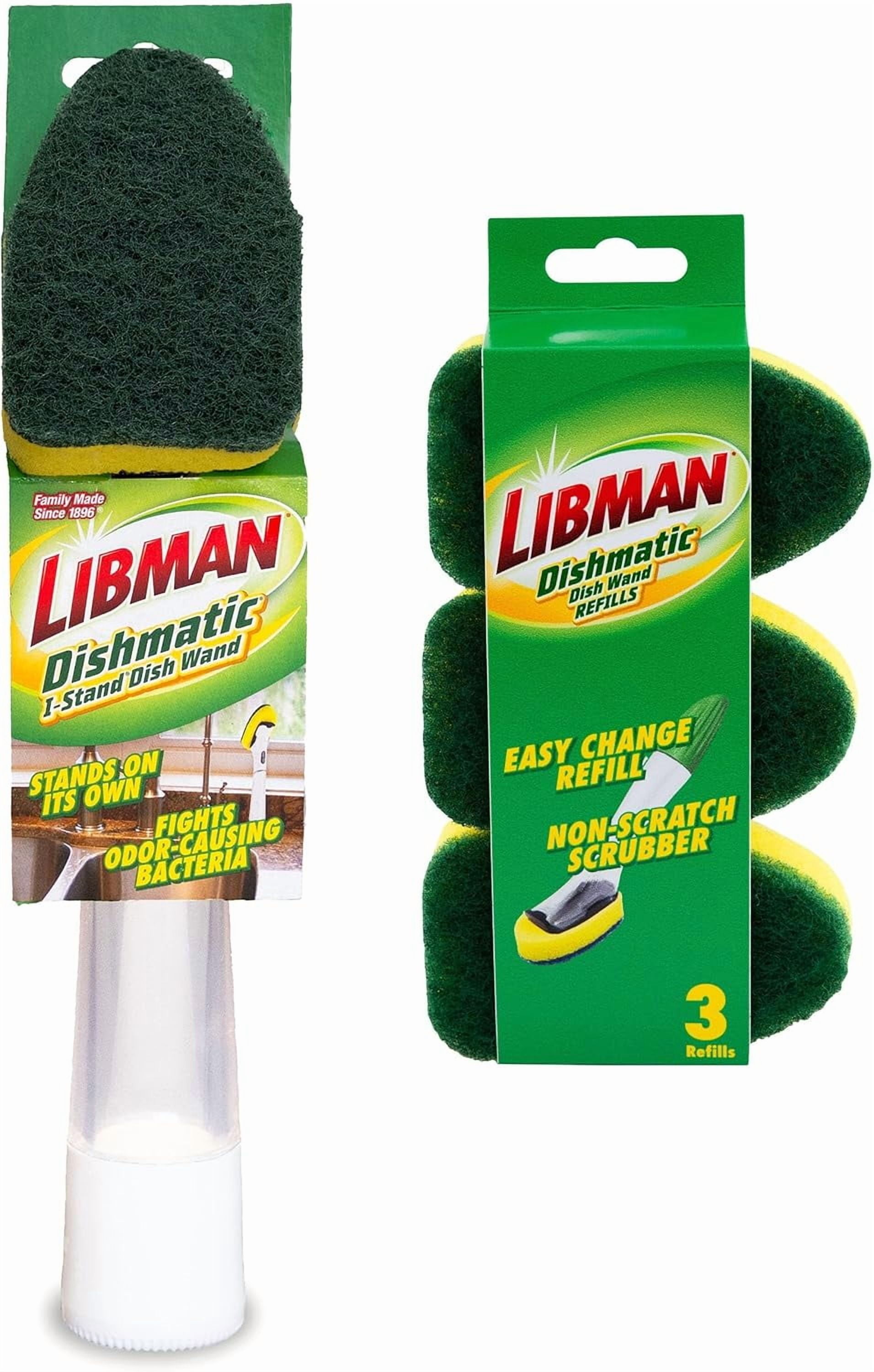Libman Dishmatic I-Stand Dish Wand Kit, Kitchen Cleaning Scrub Brush ...