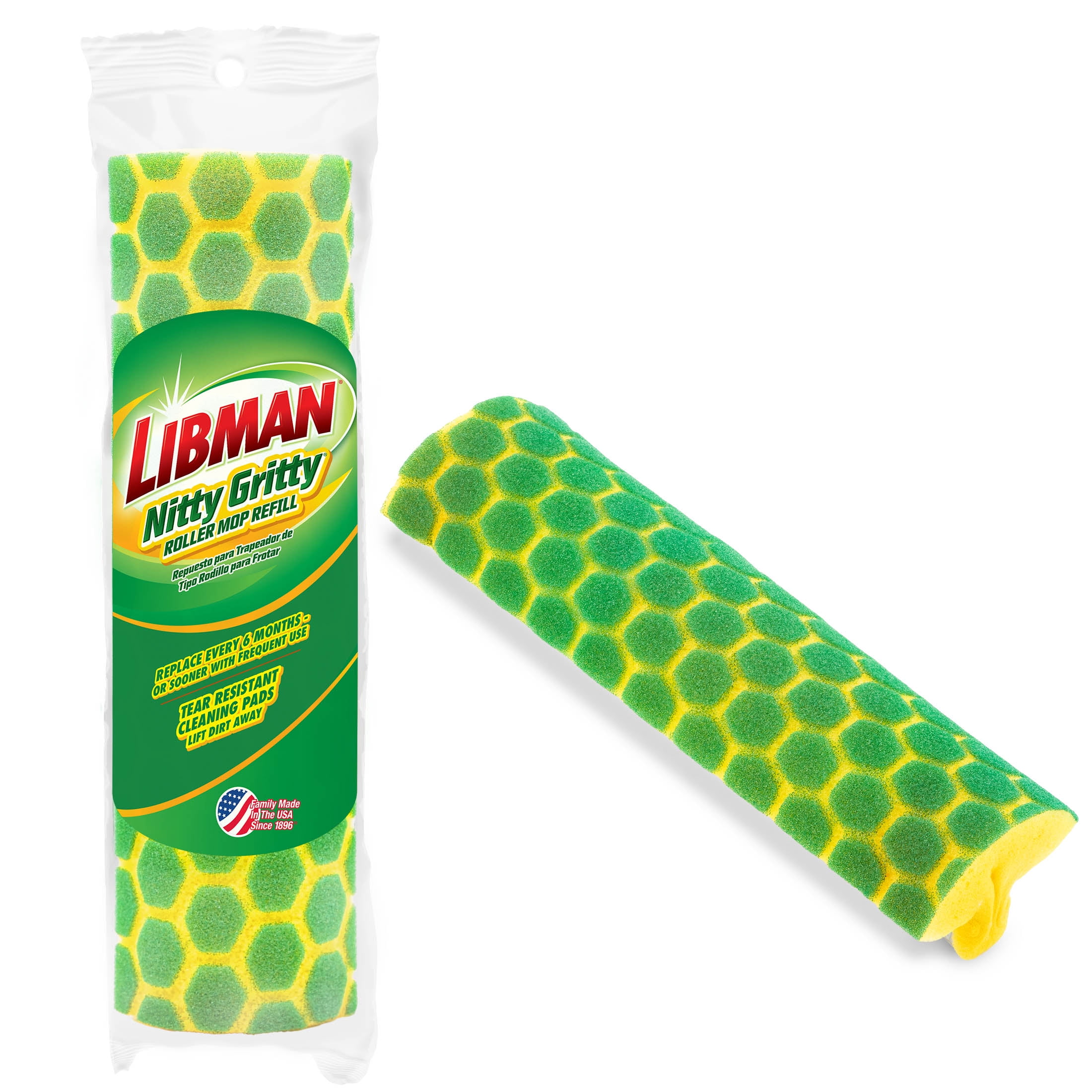 Libman Nitty Gritty Roller Mop Refill - Original, Replaceable Synthetic ...