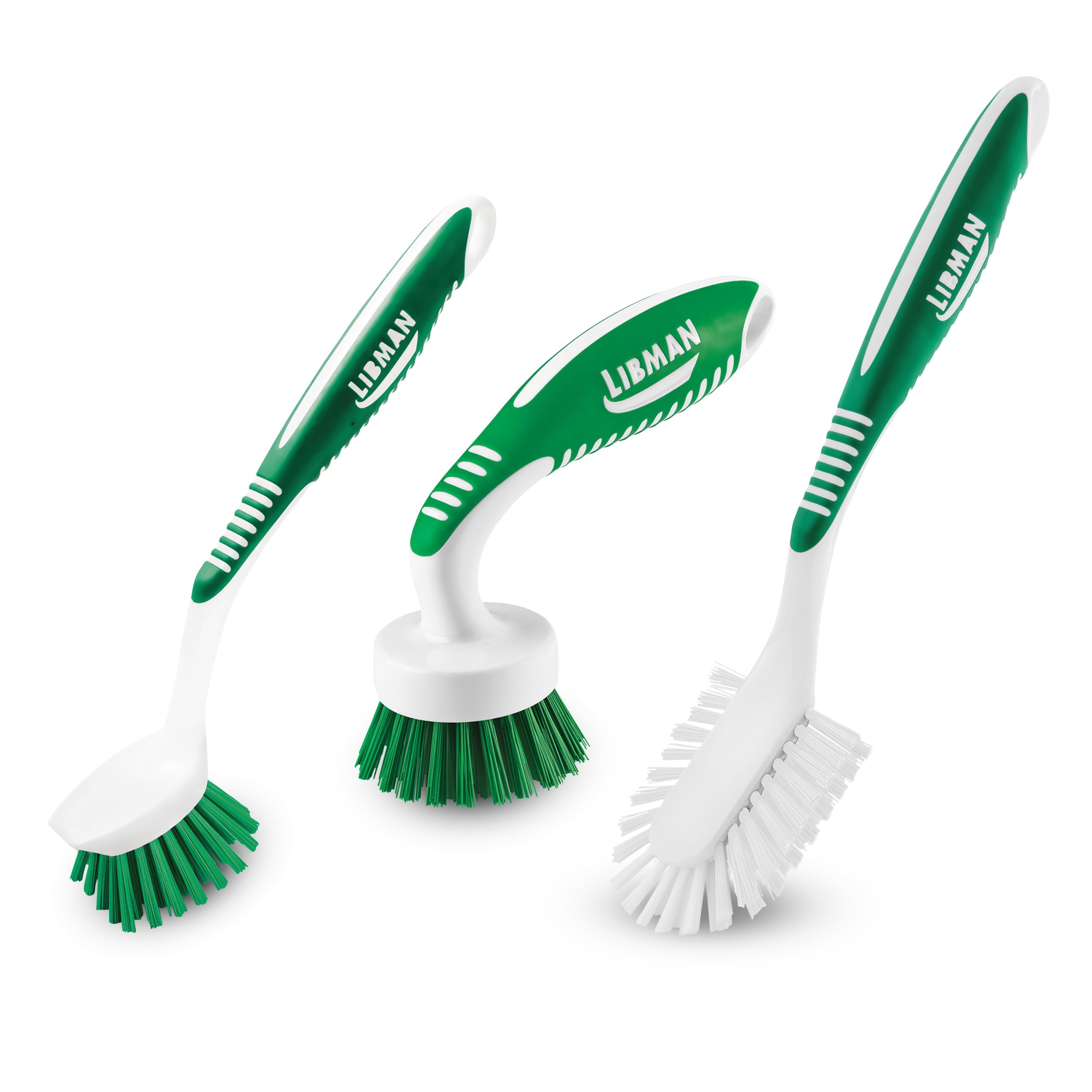 Libman Green & White Cleaning Brush Kit, 3-Piece Set, All-Purpose ...