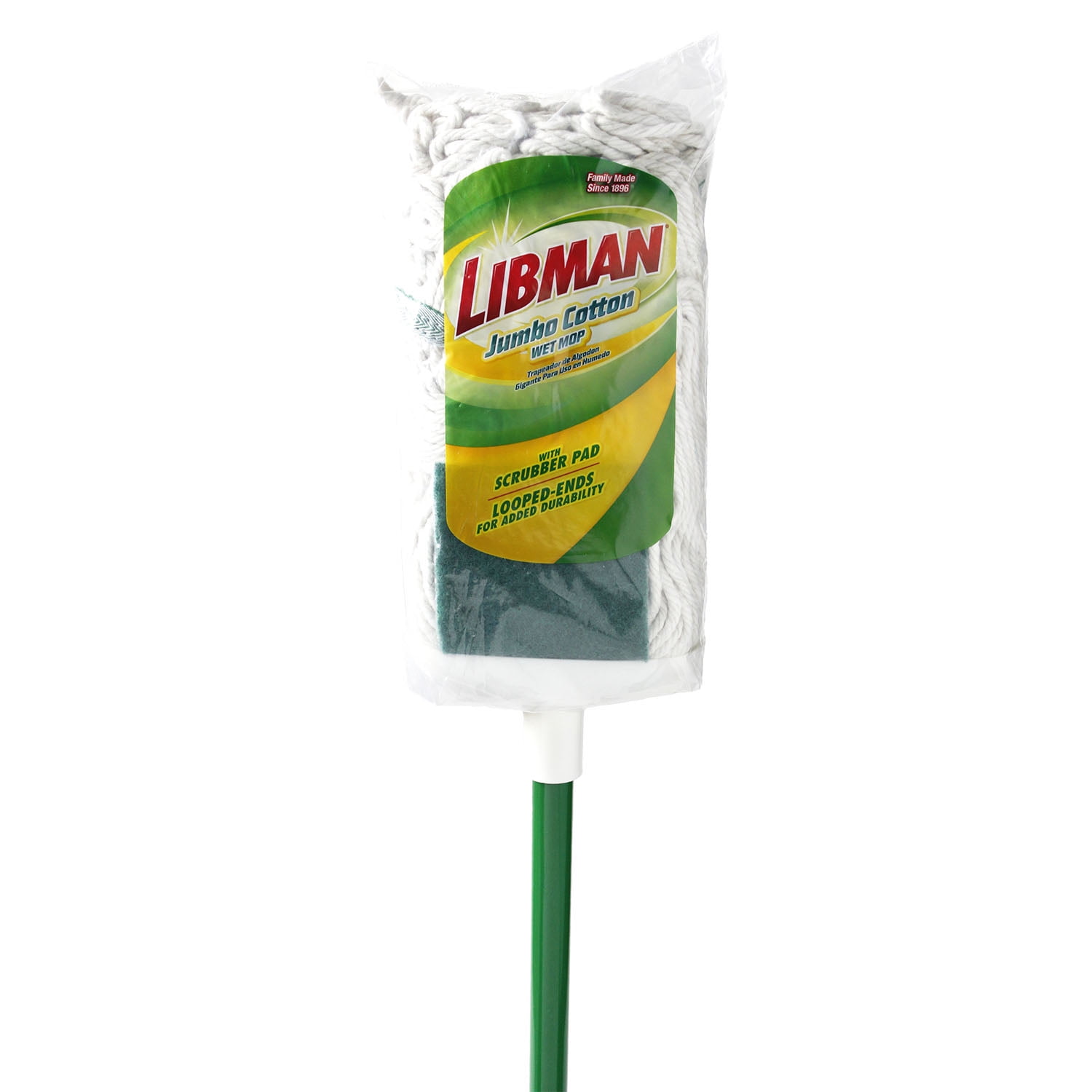 Libman Jumbo Cotton Wet Mop Green Steel Handle #121 - Walmart.com