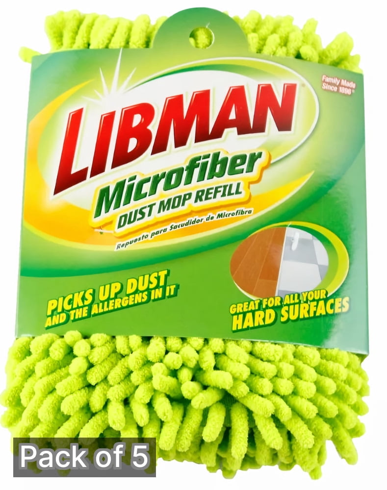 Libman Microfiber Dust Mop Refill Pack of 5, Washable Cleaning Pads for ...