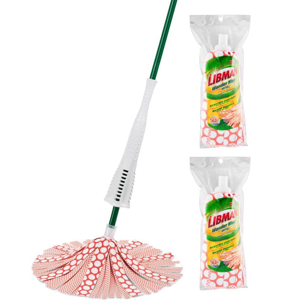 Libman Microfiber Wonder Mop, 2 Refills, Washable Heads, Quick Connect ...
