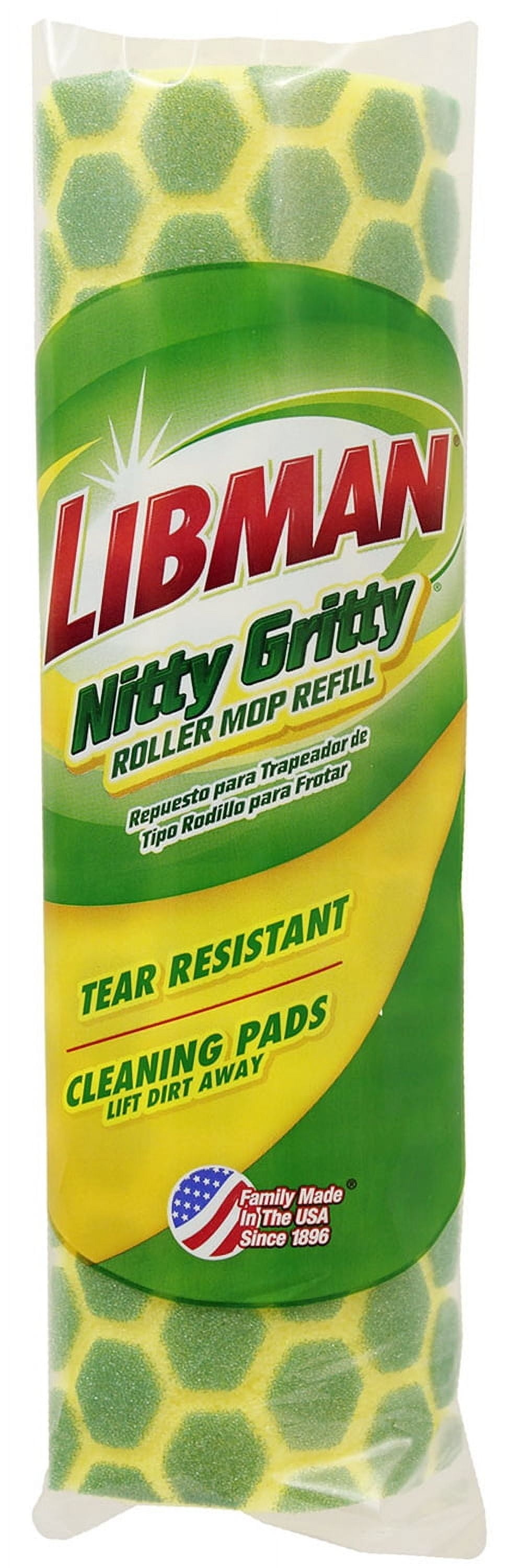 (4 pack) Libman Nitty Gritty Roller Mop Refill Green/White Synthetic Sponge Snap-On - Walmart.com